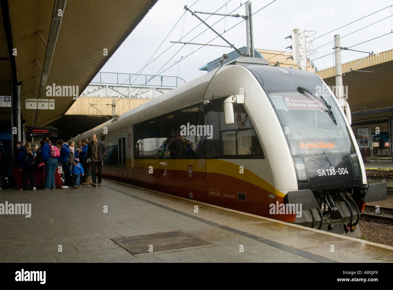 Shuttle train at Krakow railway station Stock Photo - Alamy
