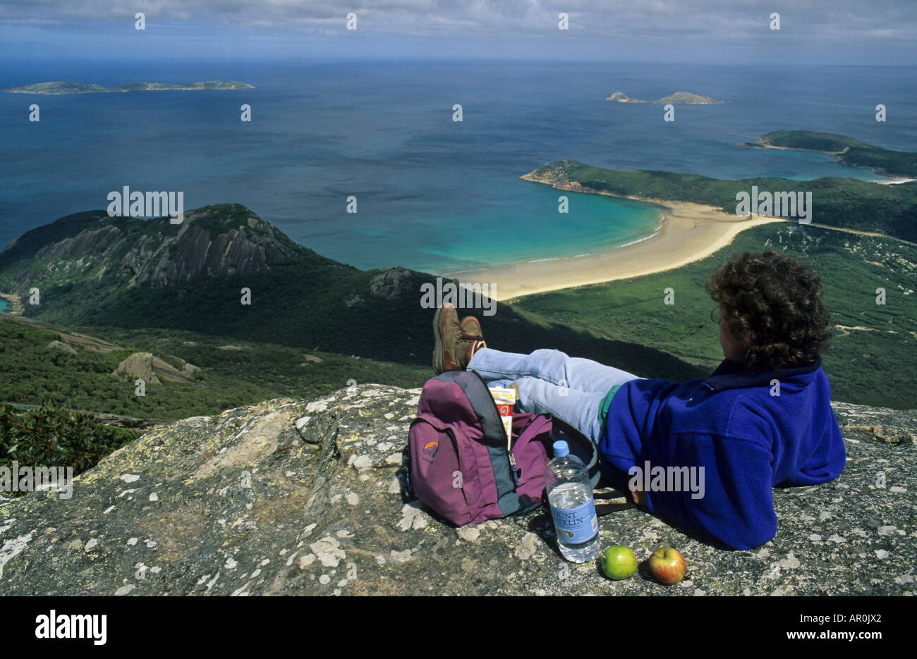 View, from Mt Oberon Wilsons Promontory, Australia, Victoria, resting ...