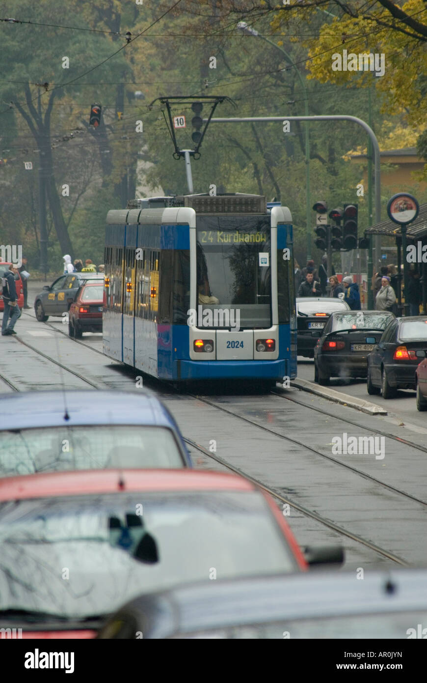 Tram running on the streets of Krakow Poland Stock Photo - Alamy