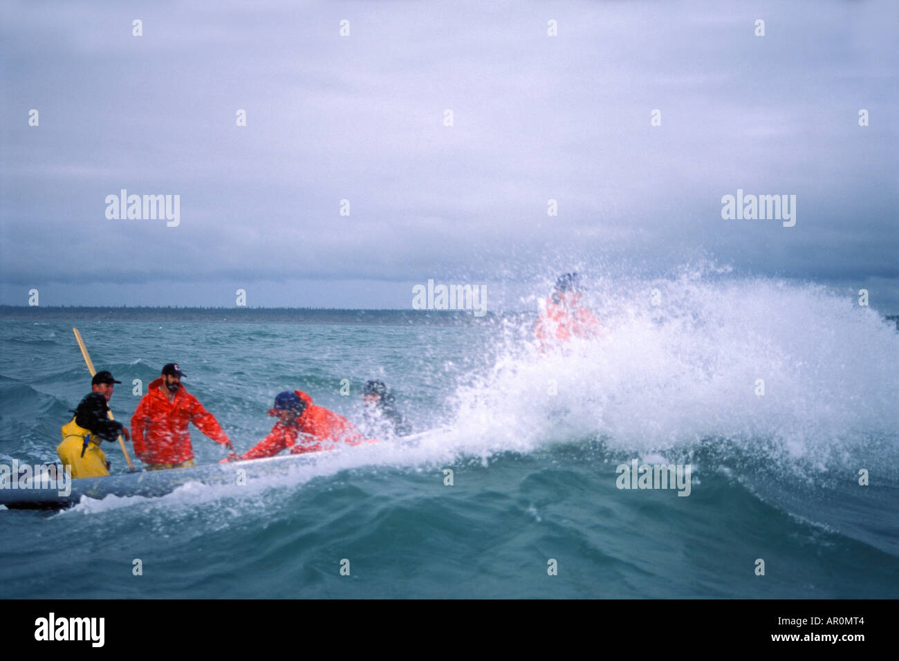 set net crew in rough water Cook Inlet western Kenai Peninsula Alaska ...