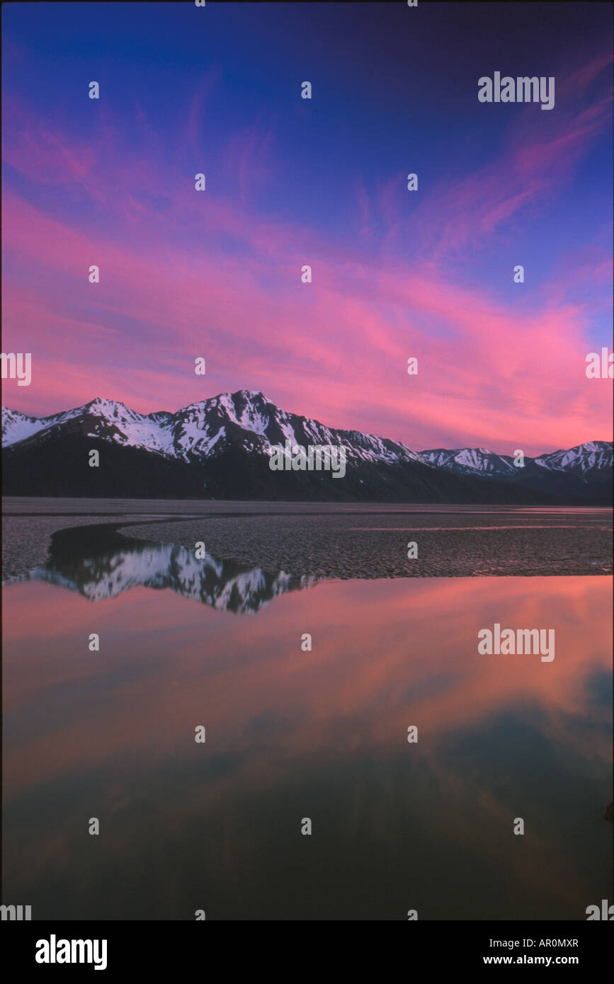 Sunset alpenglow Turnagain Arm Southcentral Alaska summer scenic Stock ...