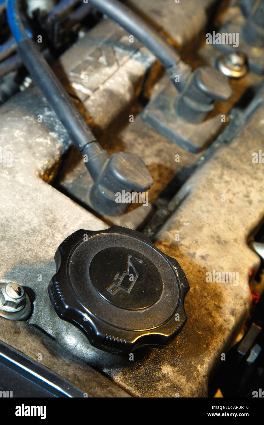Oil refill of an Engine Stock Photo - Alamy