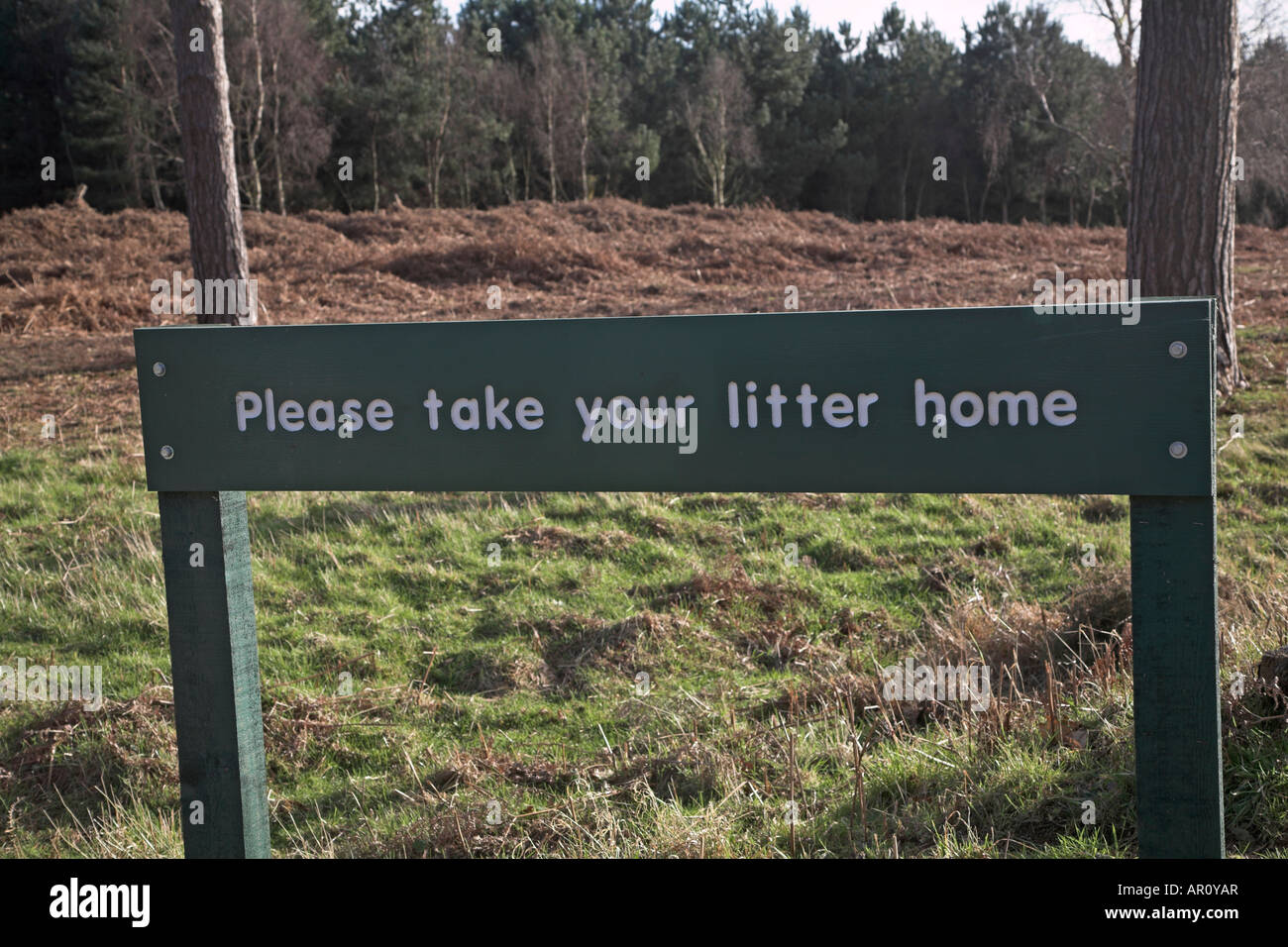 Please Take Your Litter Home sign in Rendlesham forest, Suffolk ...
