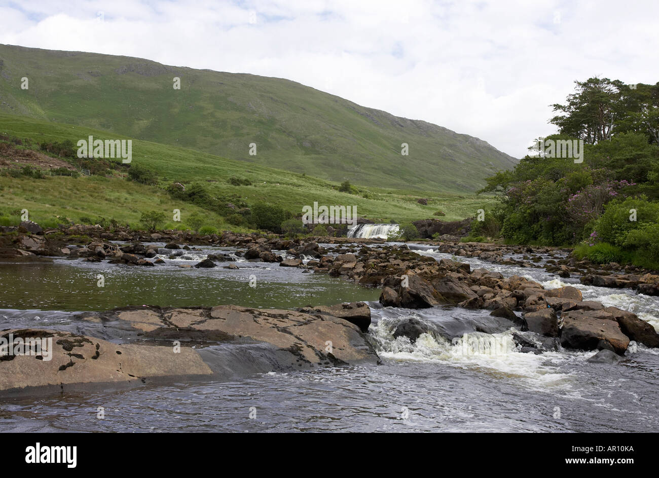 aasleagh falls and erriff river set in valley near Lenaun Leenane ...