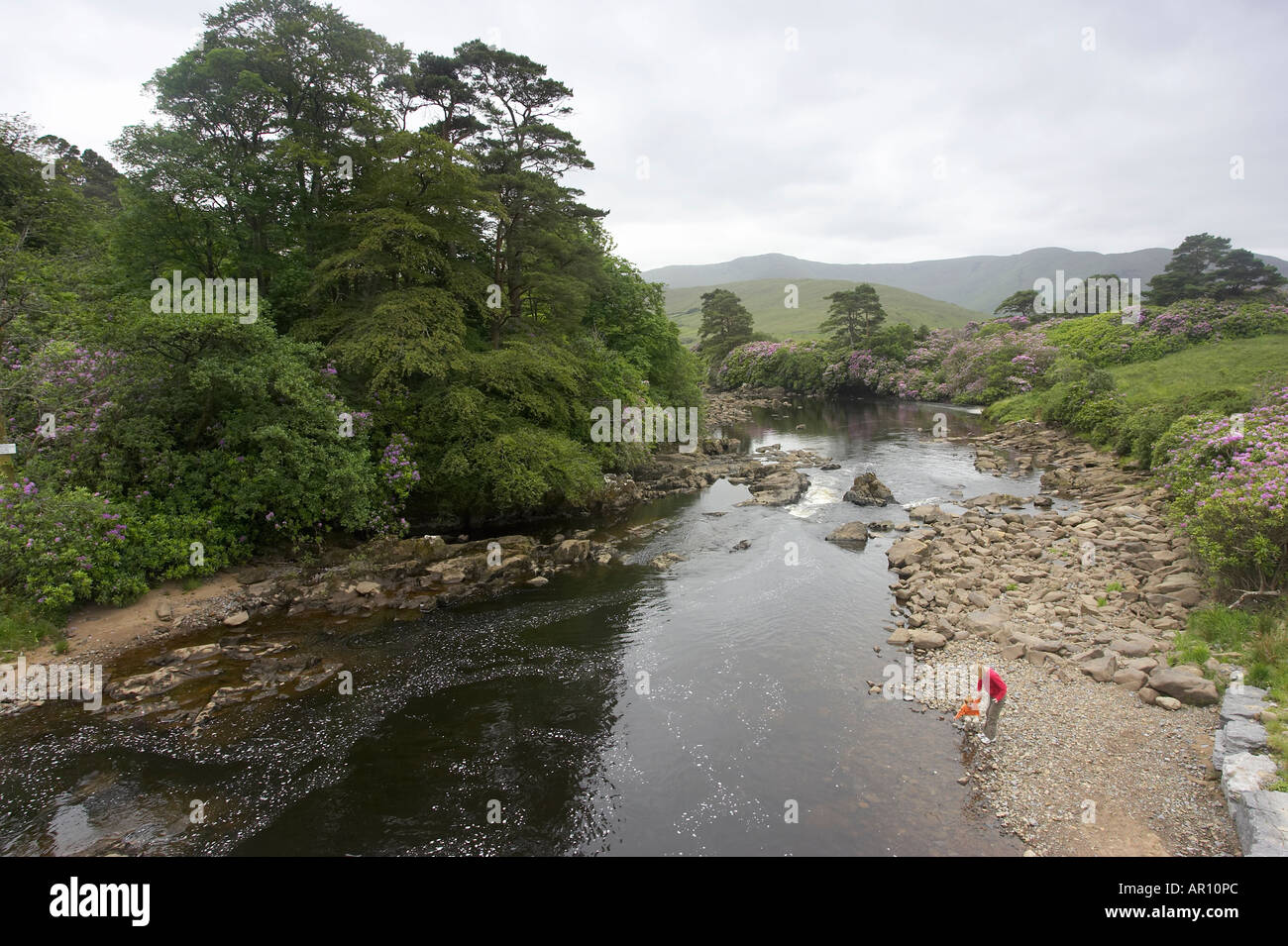 mother and child at erriff river at aasleagh falls near Lenaun Leenane ...