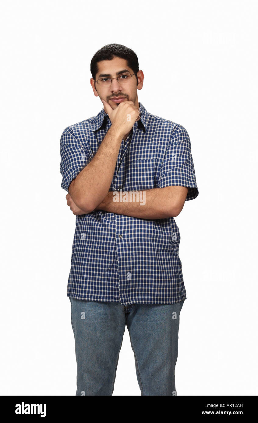 Arab man thinking something Stock Photo - Alamy