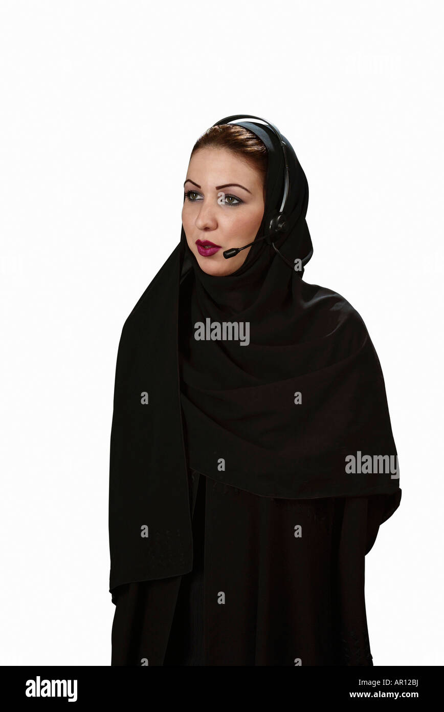 Arab lady as customer service representative Stock Photo - Alamy