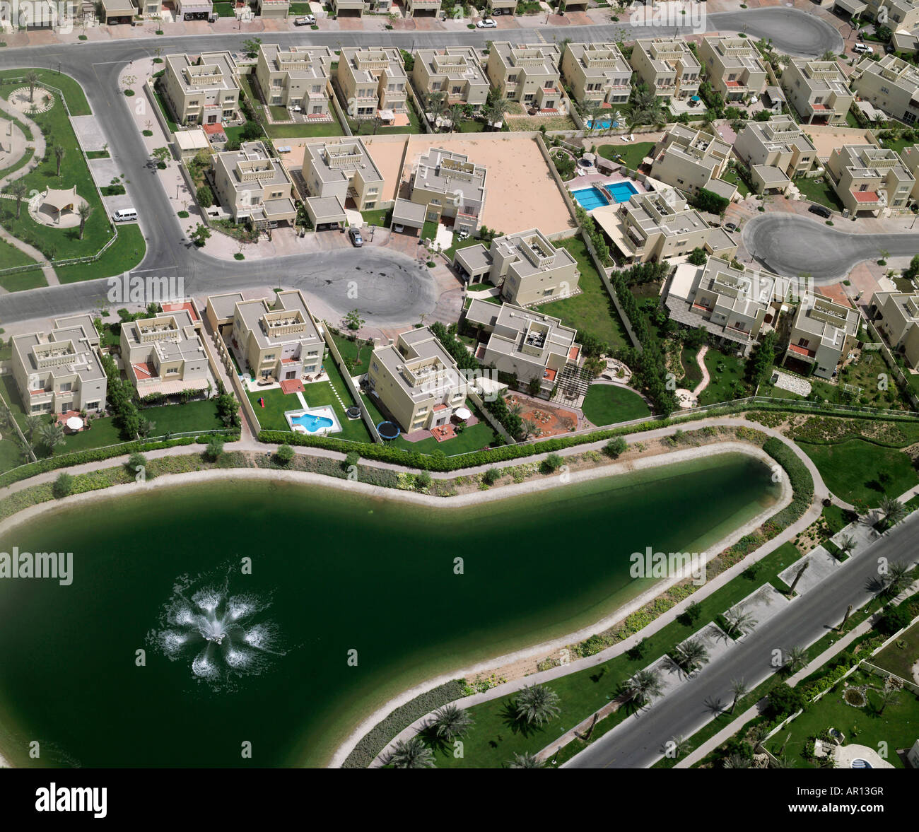 Aerial View of Residential Area with beautiful landscape seen during at ...