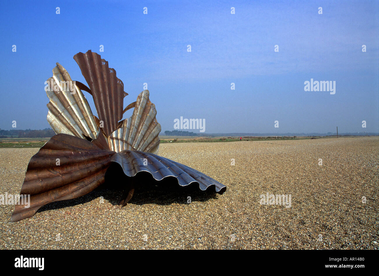 Scallop shell sculpture on the beach Aldeburgh Suffolk England Stock ...