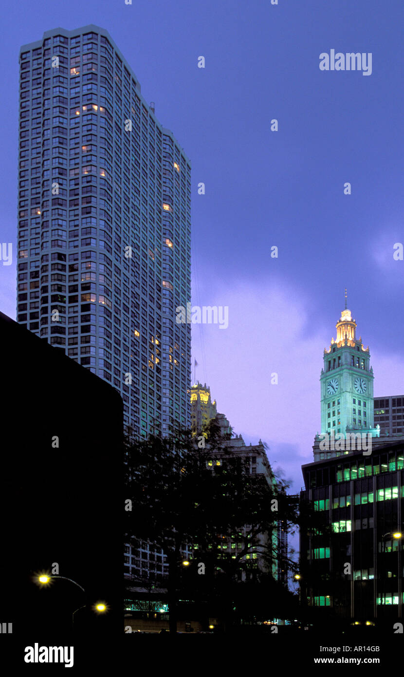 The Wrigley Building in downtown Chicago photographed at dusk Chicago ...
