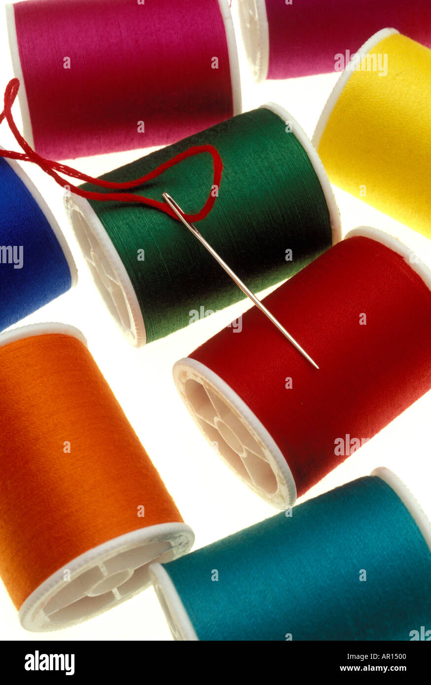 assorted colorful spools of thread Stock Photo - Alamy