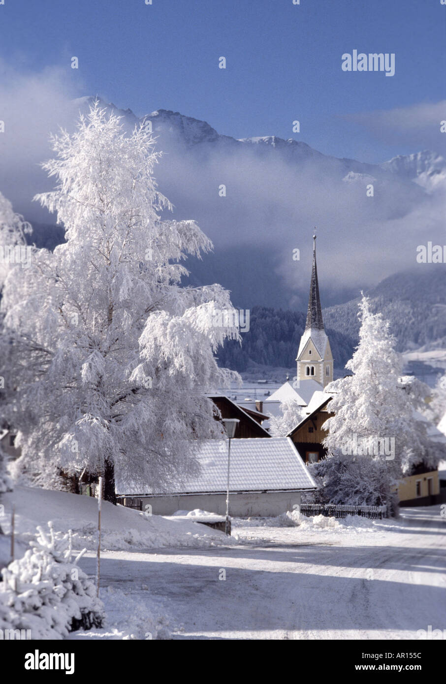 Swiss Alpine Snow Scene Stock Photo - Alamy