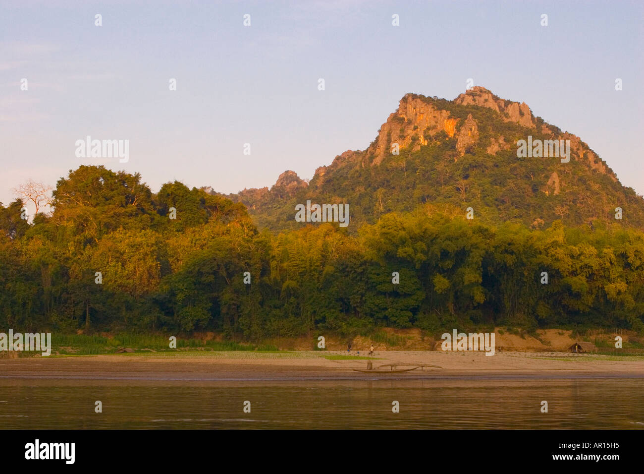Landscape along the Mekong River Laos Stock Photo - Alamy