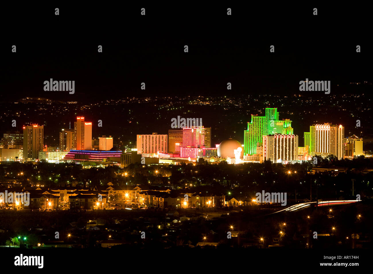 The skyline of downtown Reno Nevada Stock Photo - Alamy