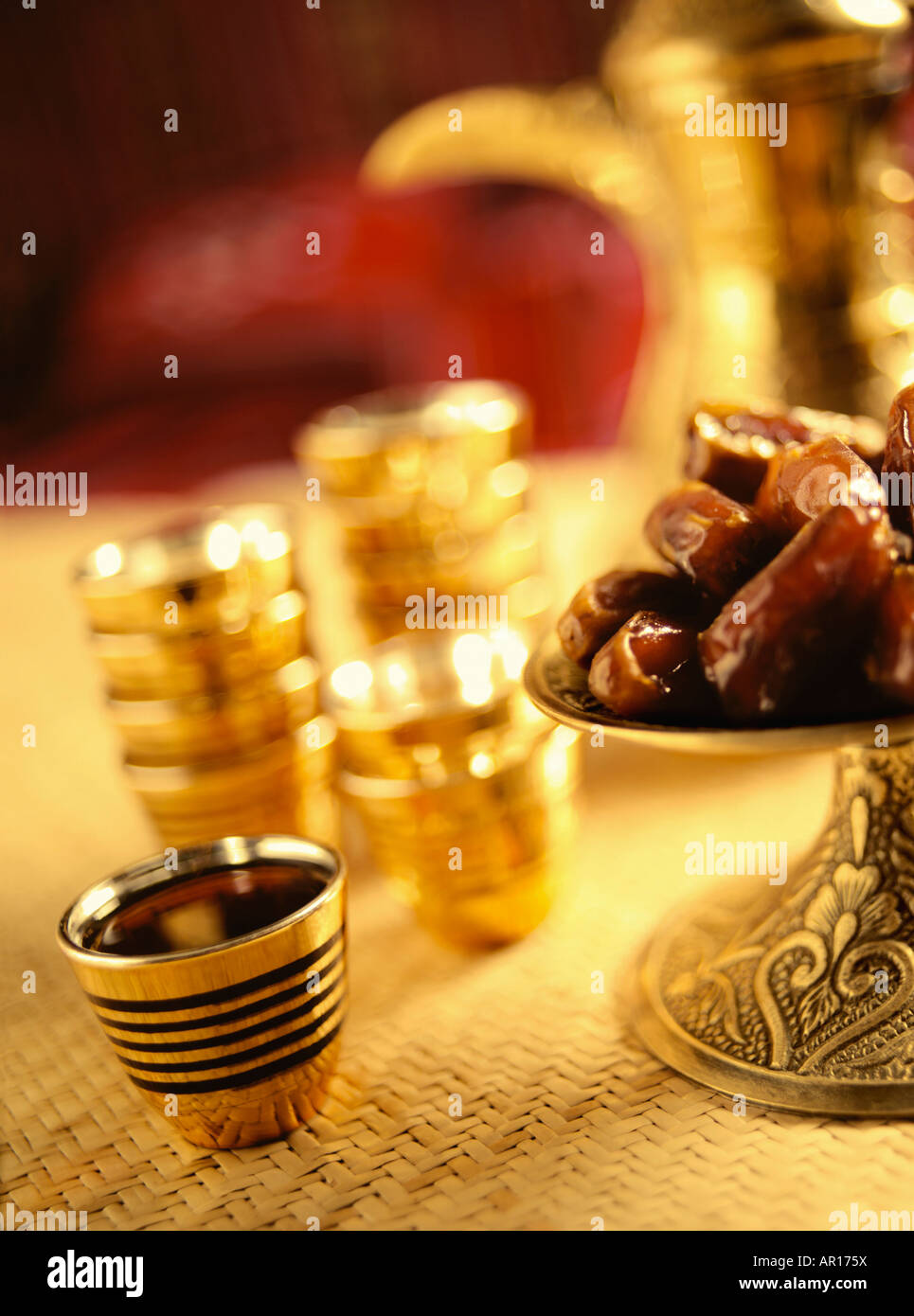 Cups of coffee and dates Stock Photo - Alamy
