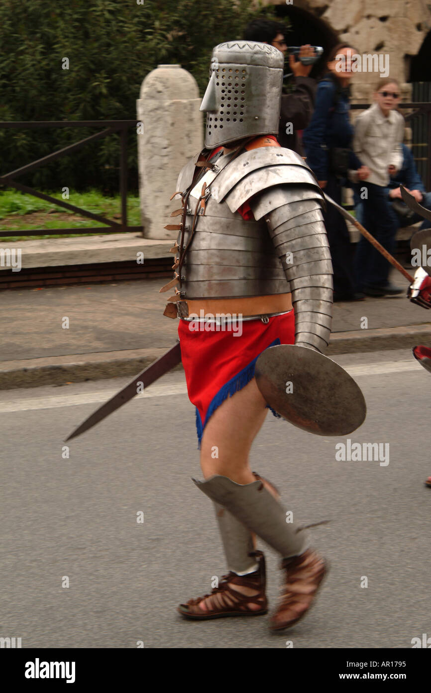 Roman gladiators at authentic renactment celebrating the birth of Rome ...