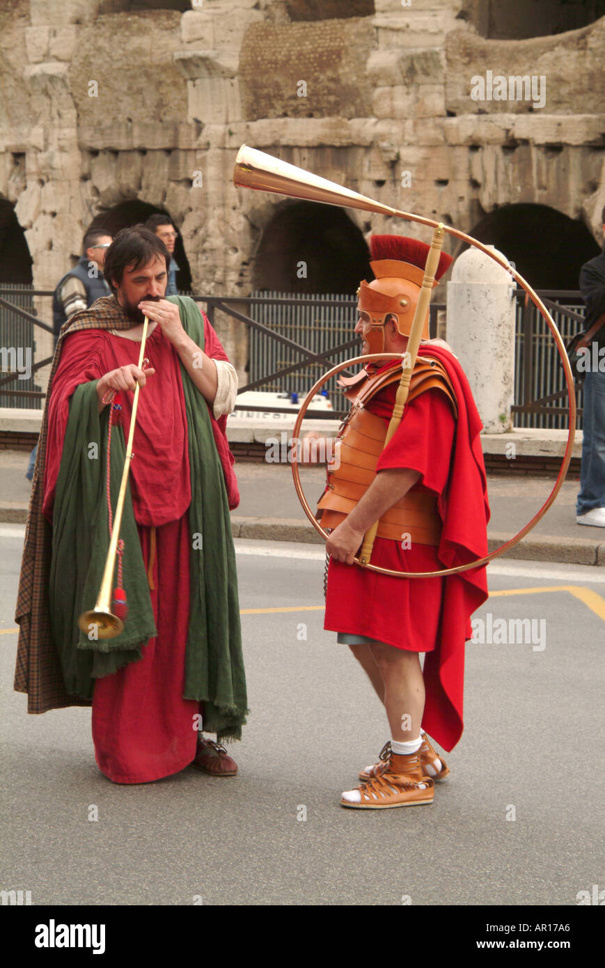 Roman soldiers musicains at authentic renactment celebrating the birth ...