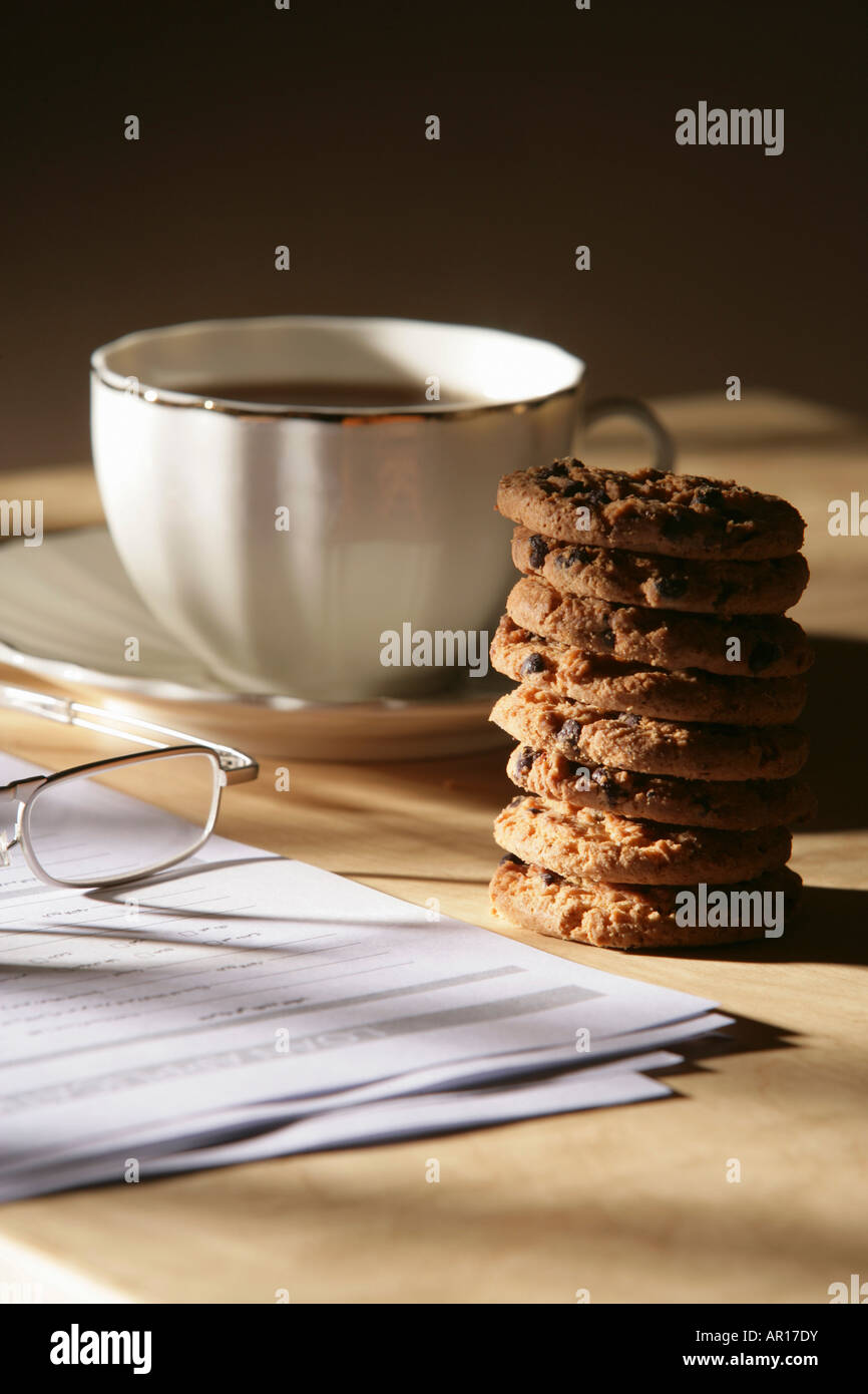 Cups of coffee and forms Stock Photo - Alamy