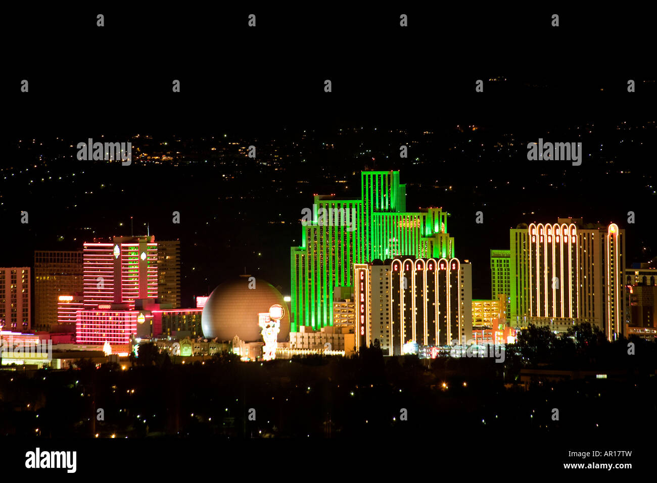 The skyline of downtown Reno Nevada Stock Photo - Alamy