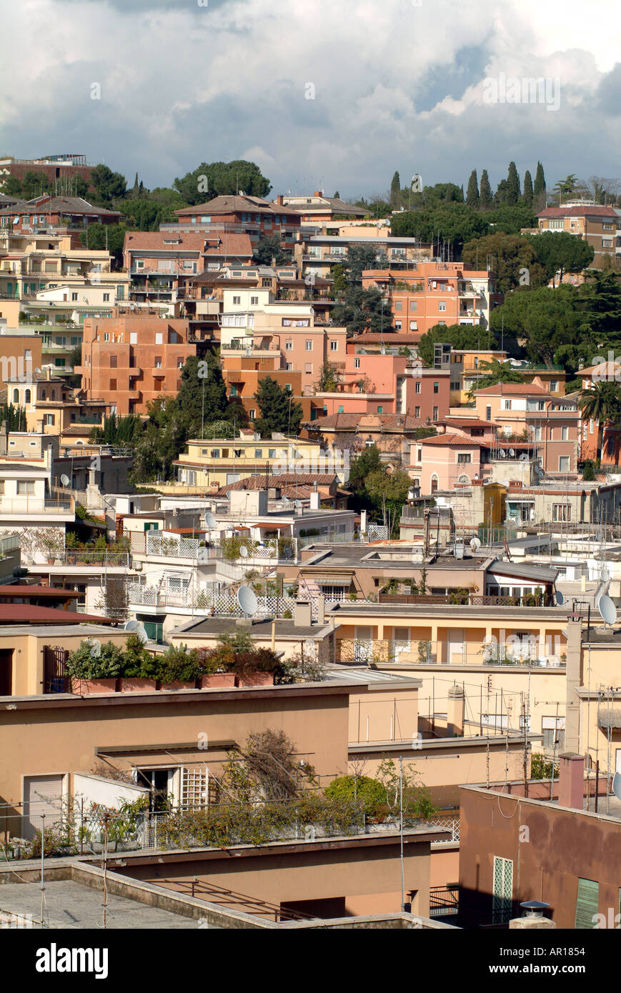 View across rooftops Rome Italy Europe Stock Photo - Alamy