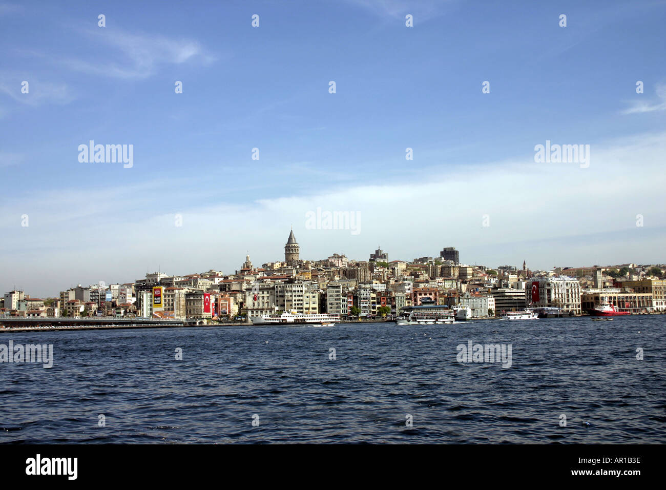 view from the Bosphorus to the old city of Istanbul Stock Photo - Alamy