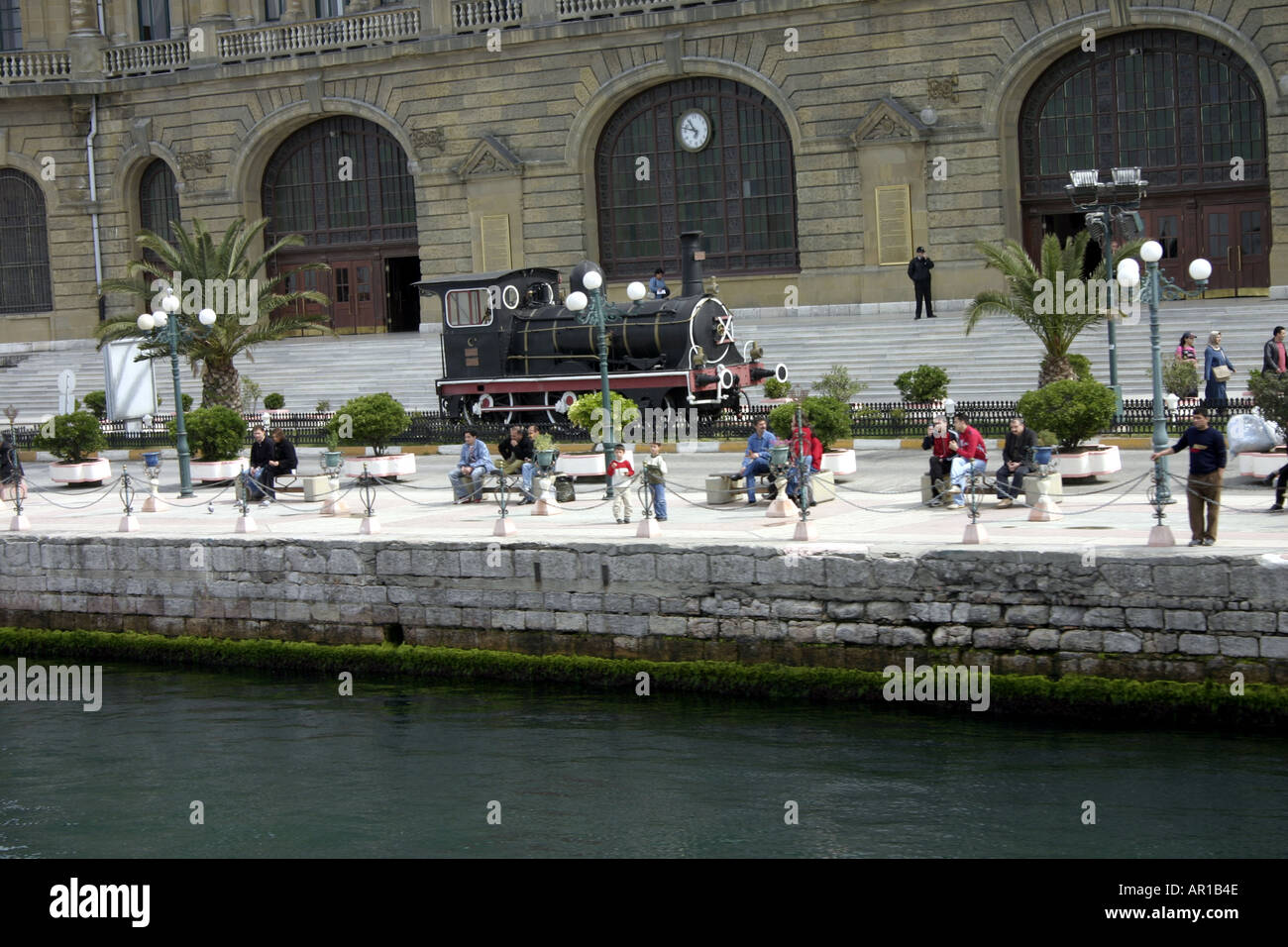 view from Bosphorus to embankment in Istanbul with an engine Stock ...