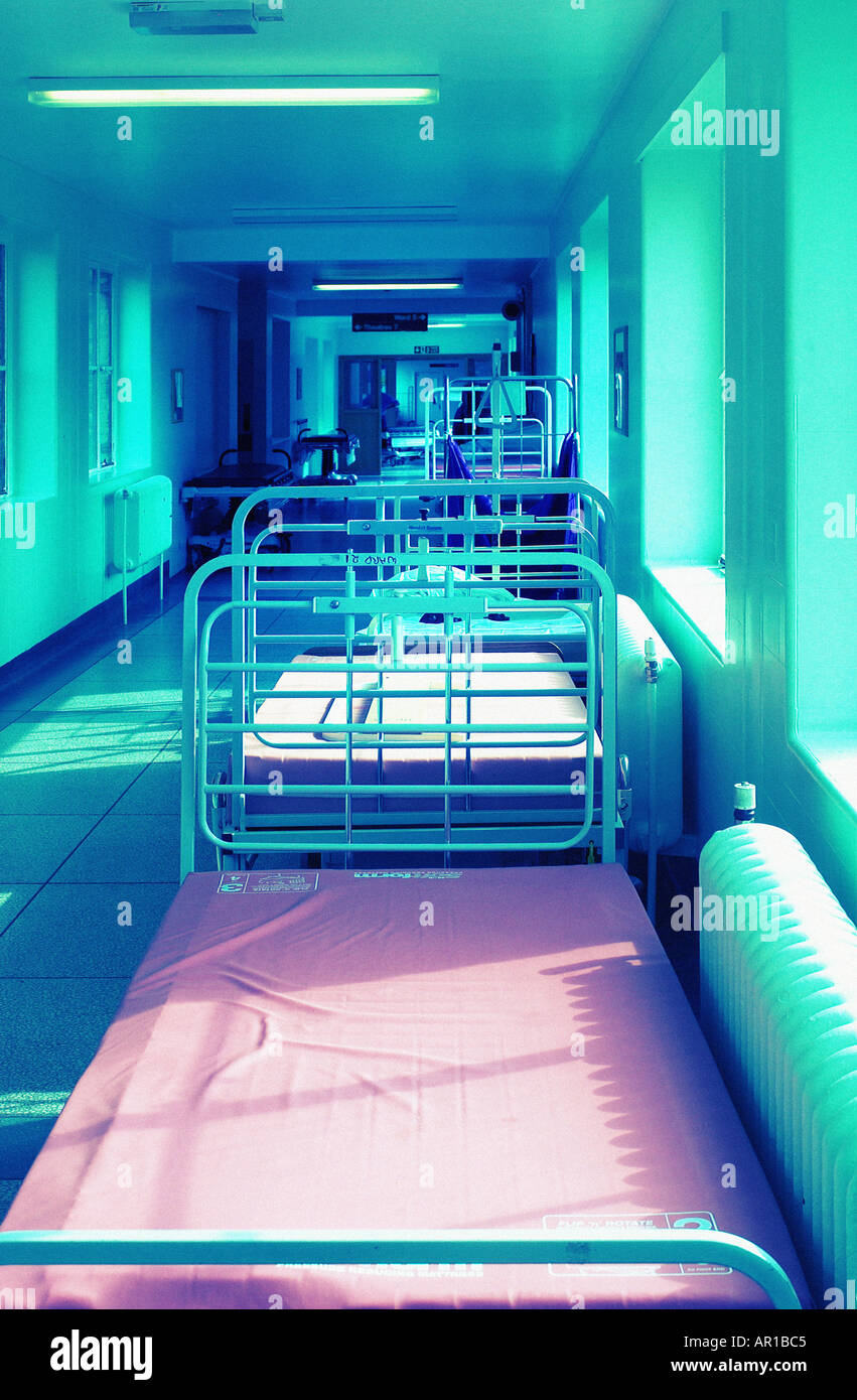 Hospital beds in corridor hi-res stock photography and images - Alamy