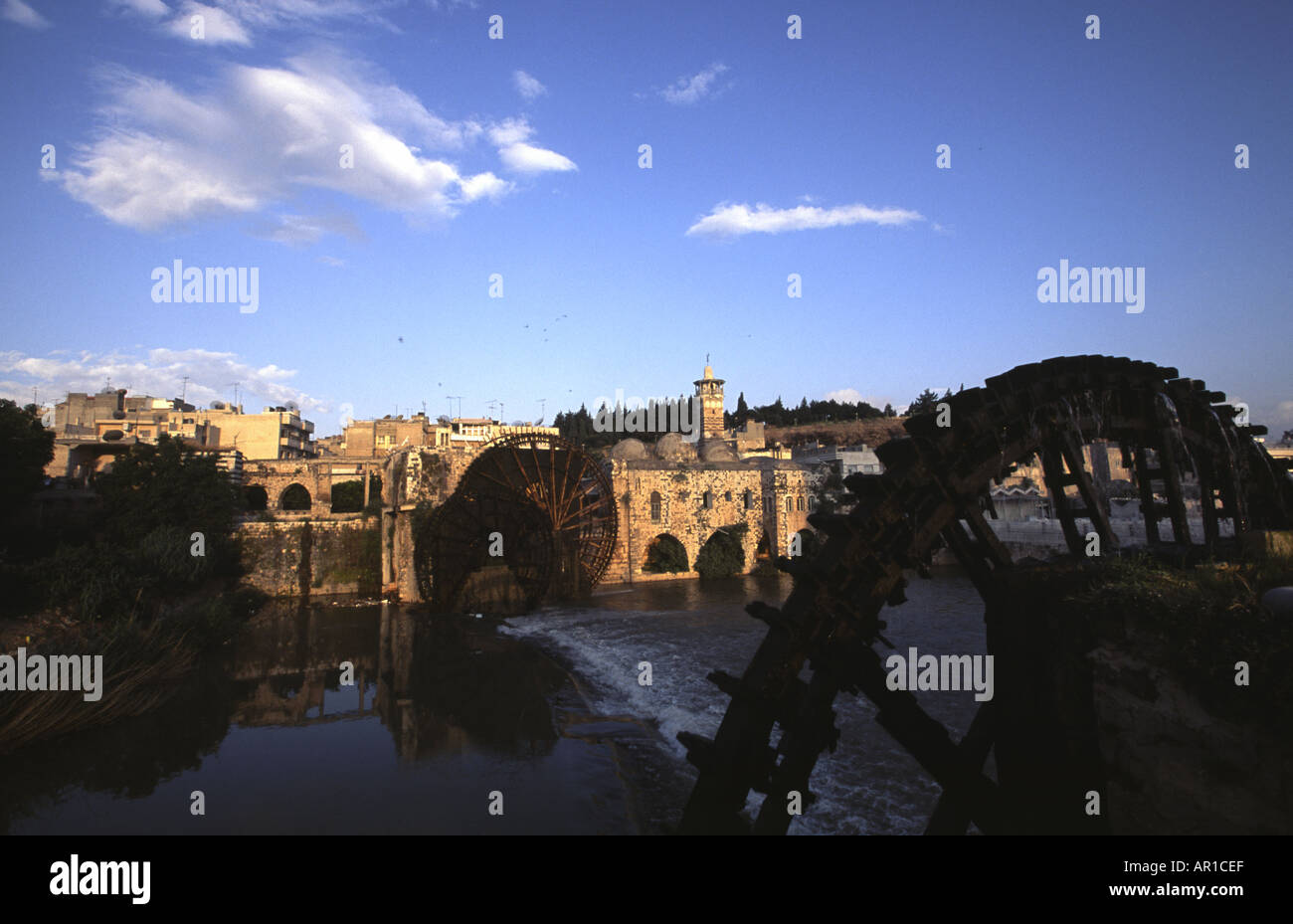 Damascus Syria Arab Arabic Aleppo Alep Hama water wheel noria river ...