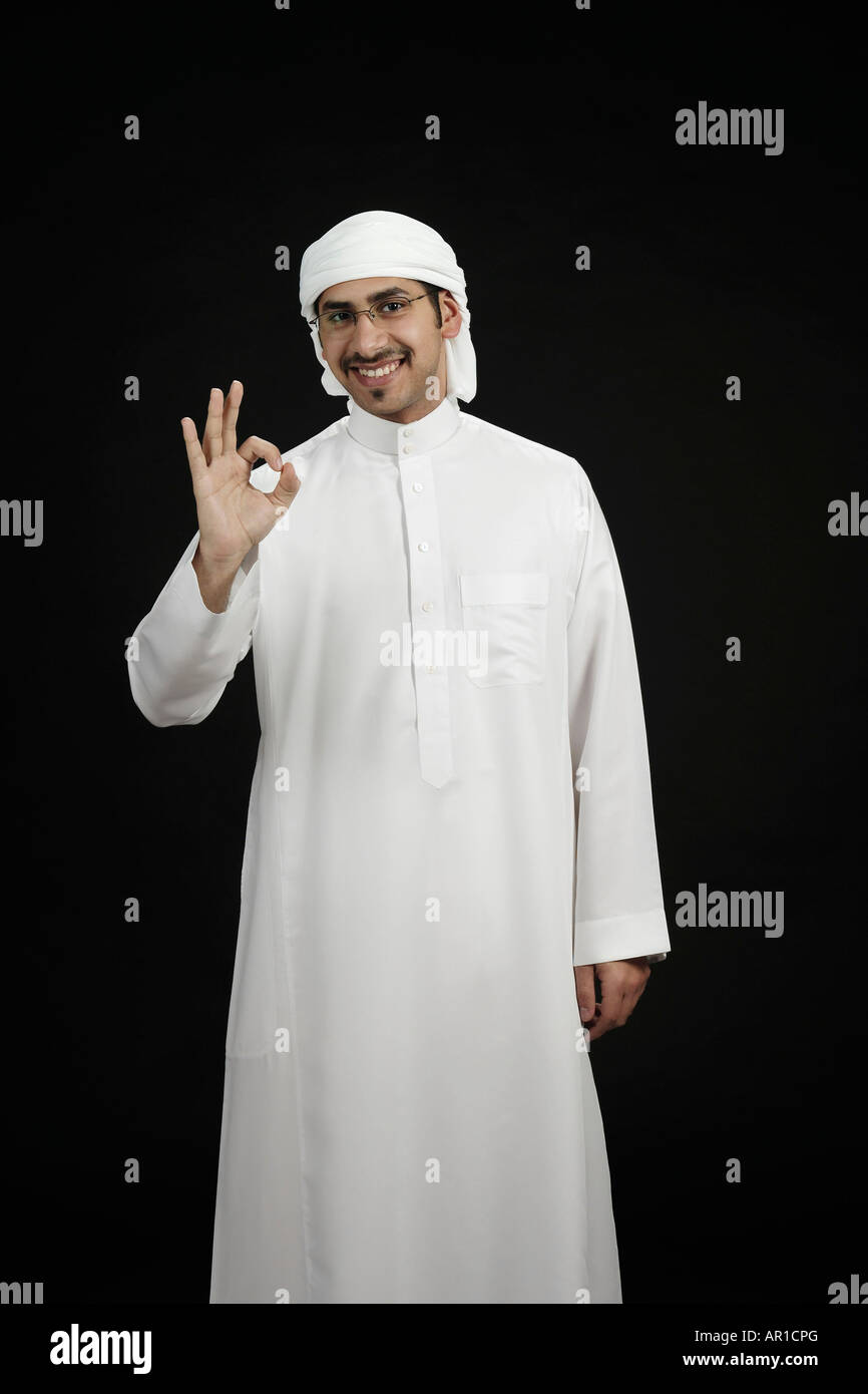 Arab man on a language sign Stock Photo - Alamy