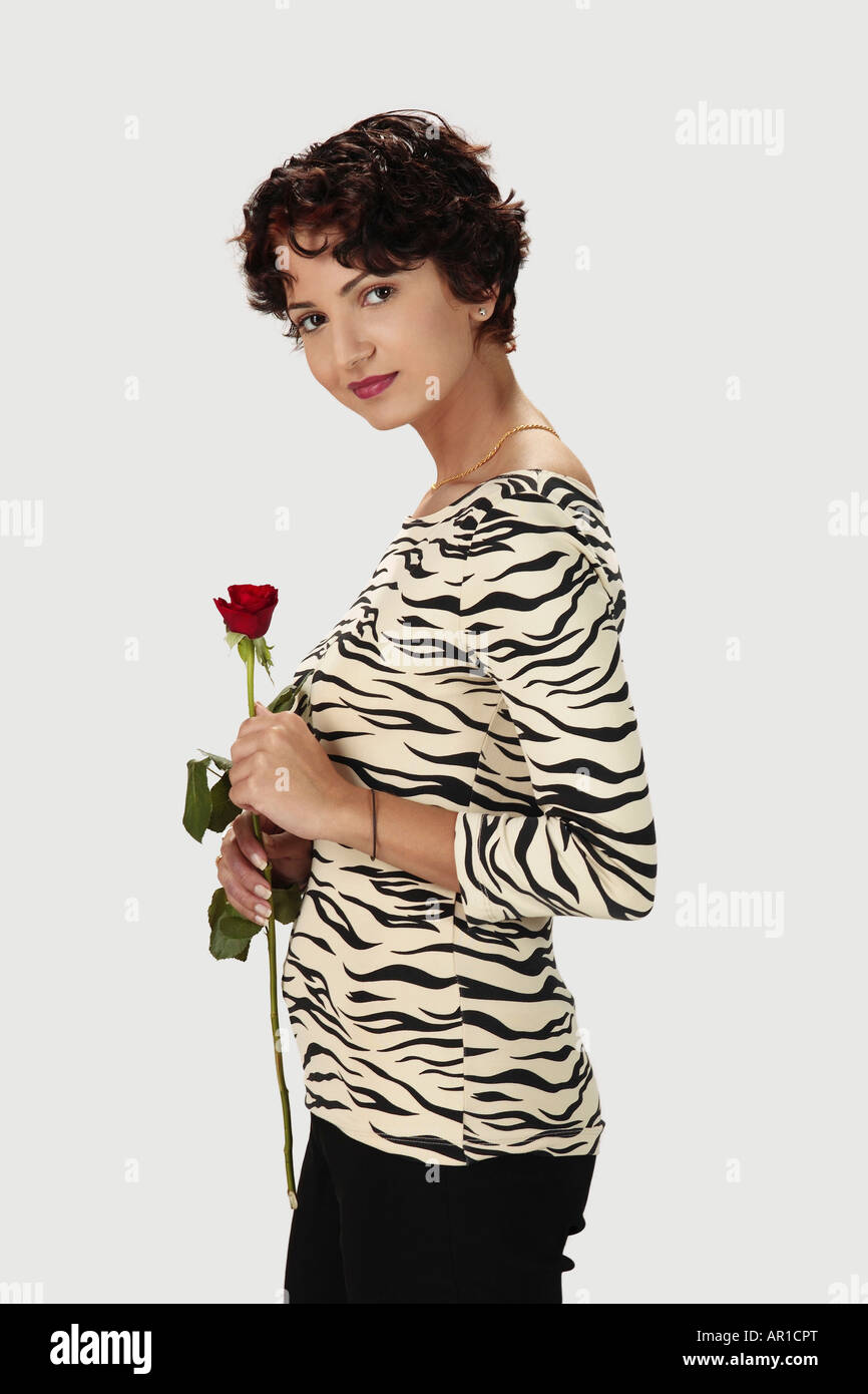 Lady with a rose Stock Photo - Alamy