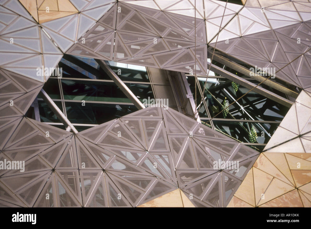 A detail from the facade of one of the buildings on Federation Square ...
