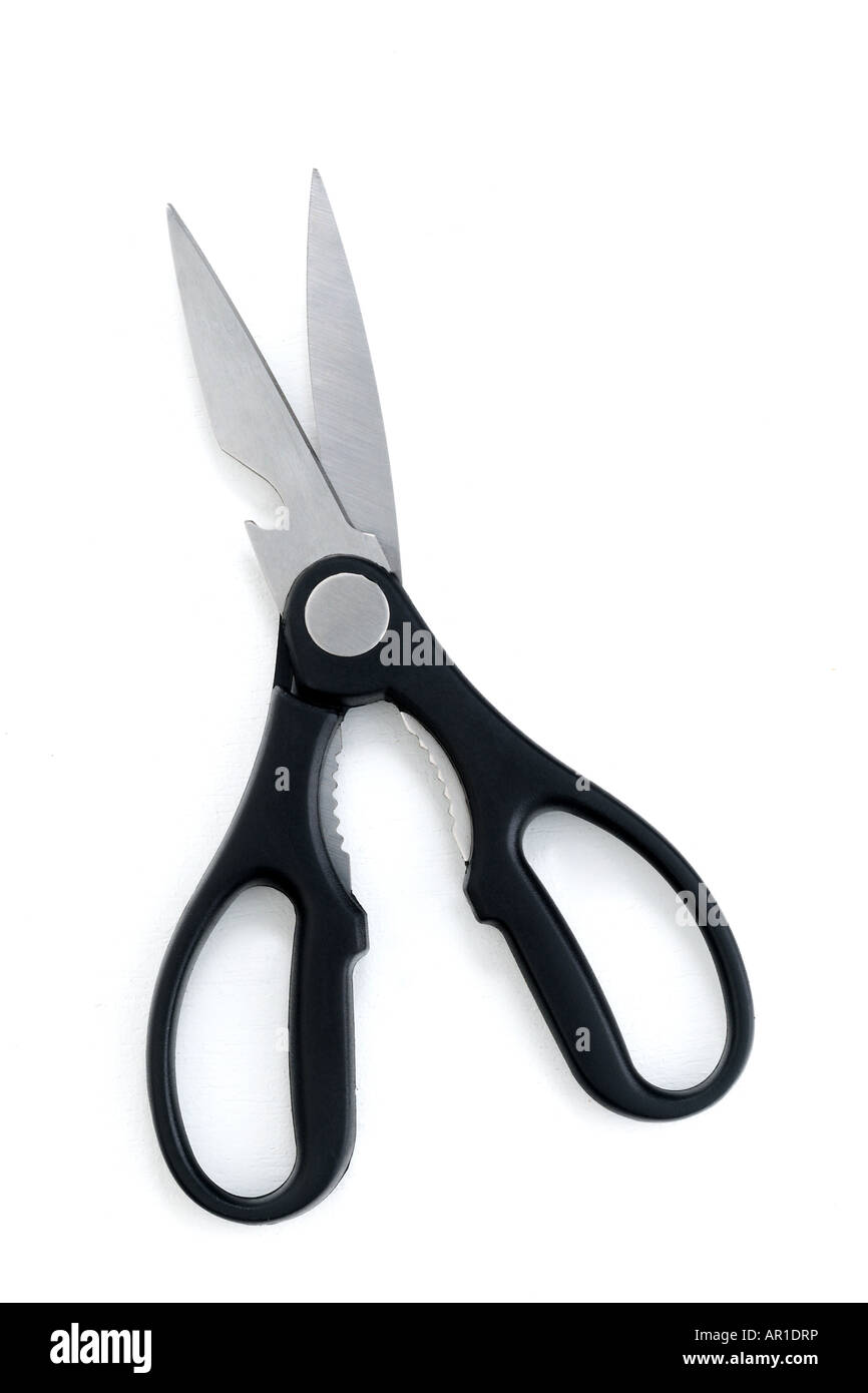 studio shot of an open pair of scissors on a white background Stock ...