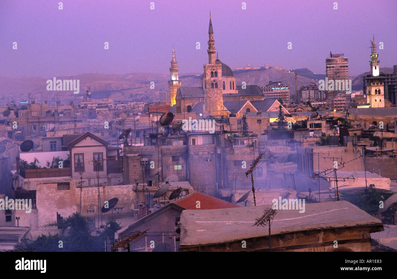 Sunrise over the old town of Damascus Stock Photo - Alamy