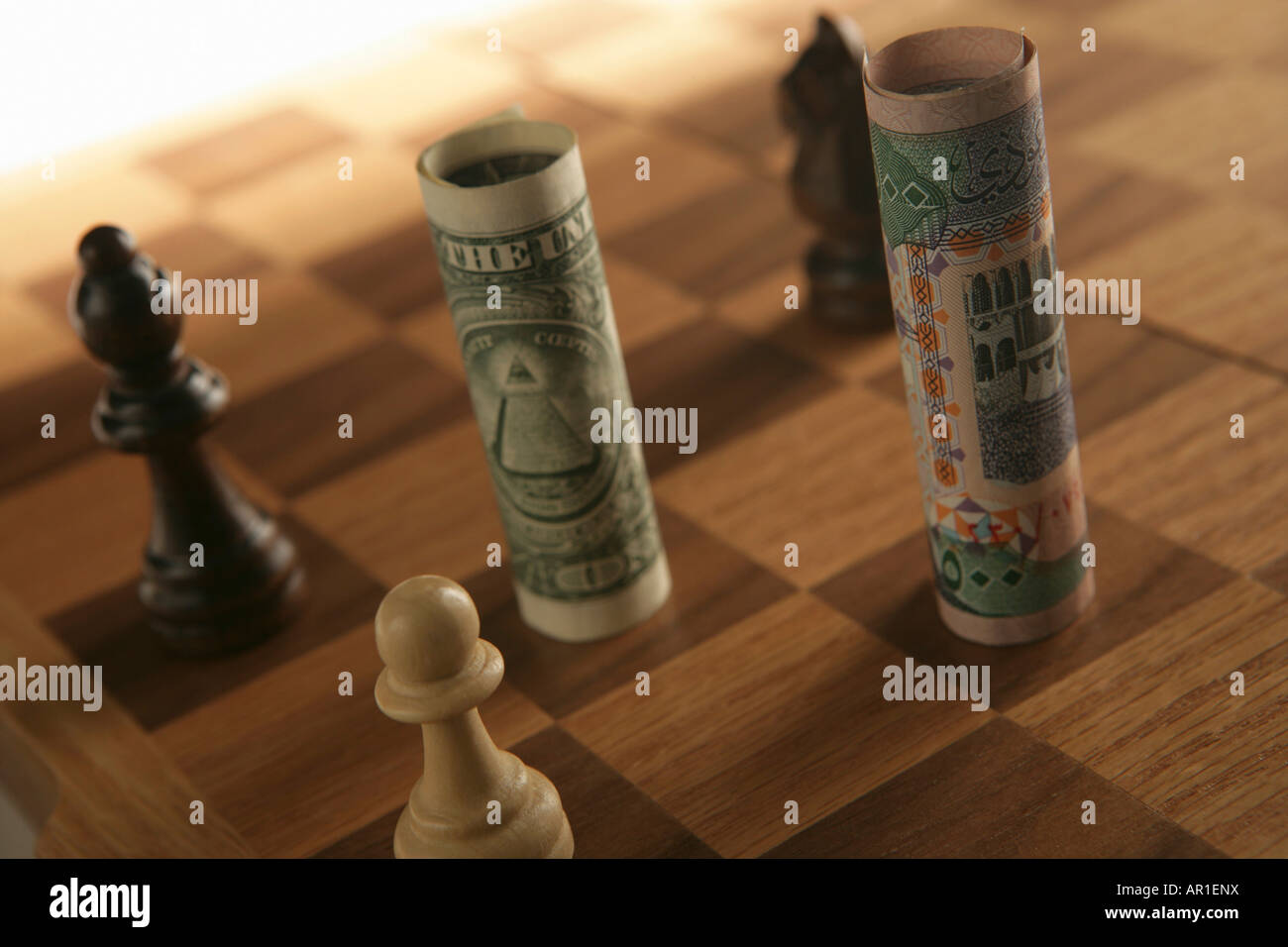 Money on the Chess Board Stock Photo - Alamy