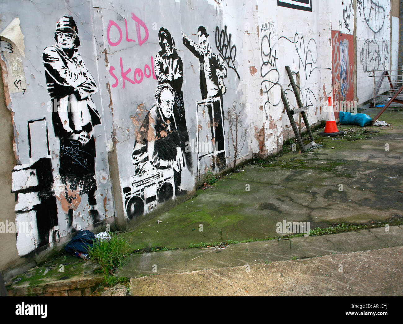 Banksy Old Skool Stock Photo - Alamy