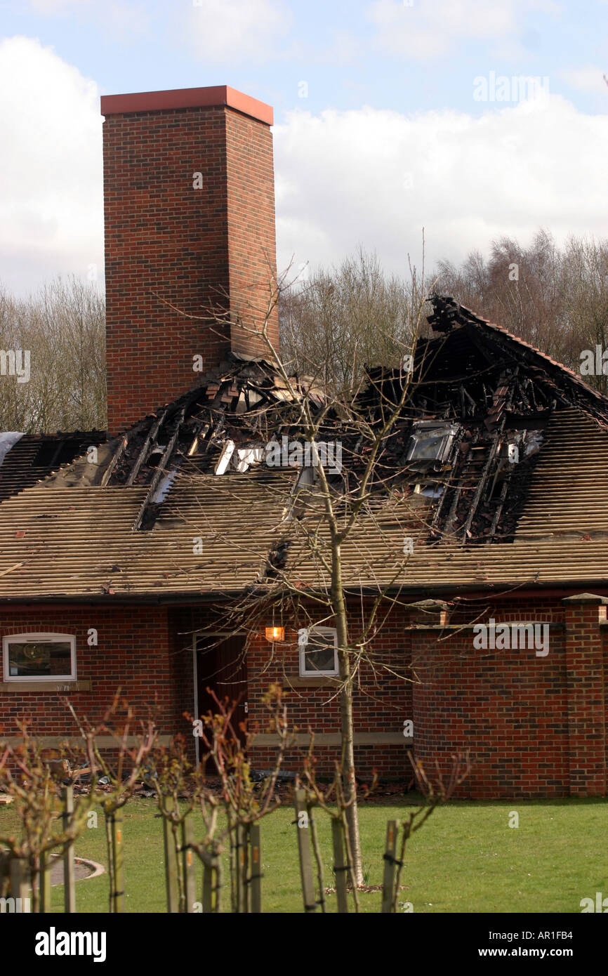 Fire damage at Basingstoke Crematorium Stock Photo - Alamy