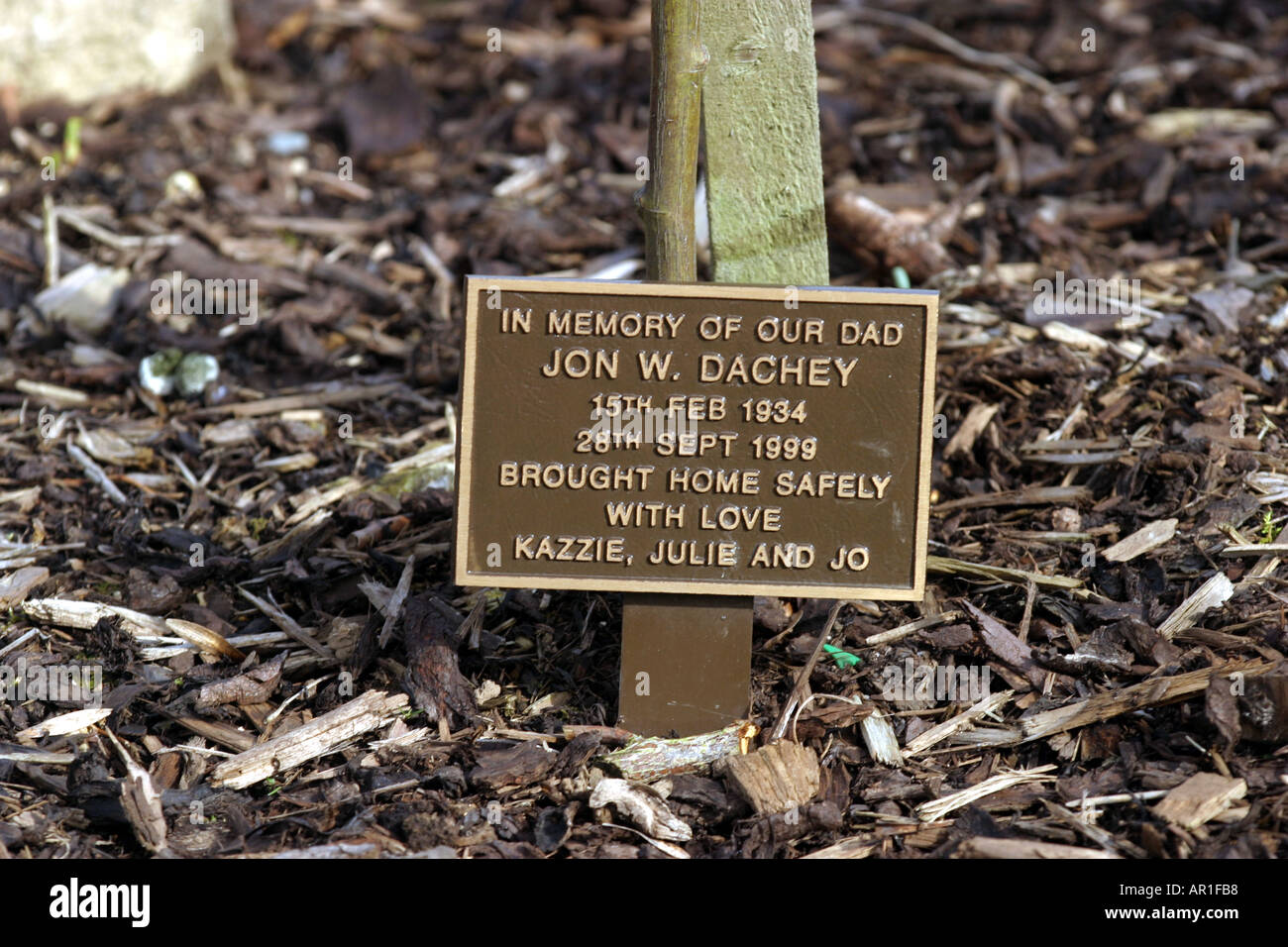 memorial to Jon Dachey Basingstoke crematorium Stock Photo - Alamy