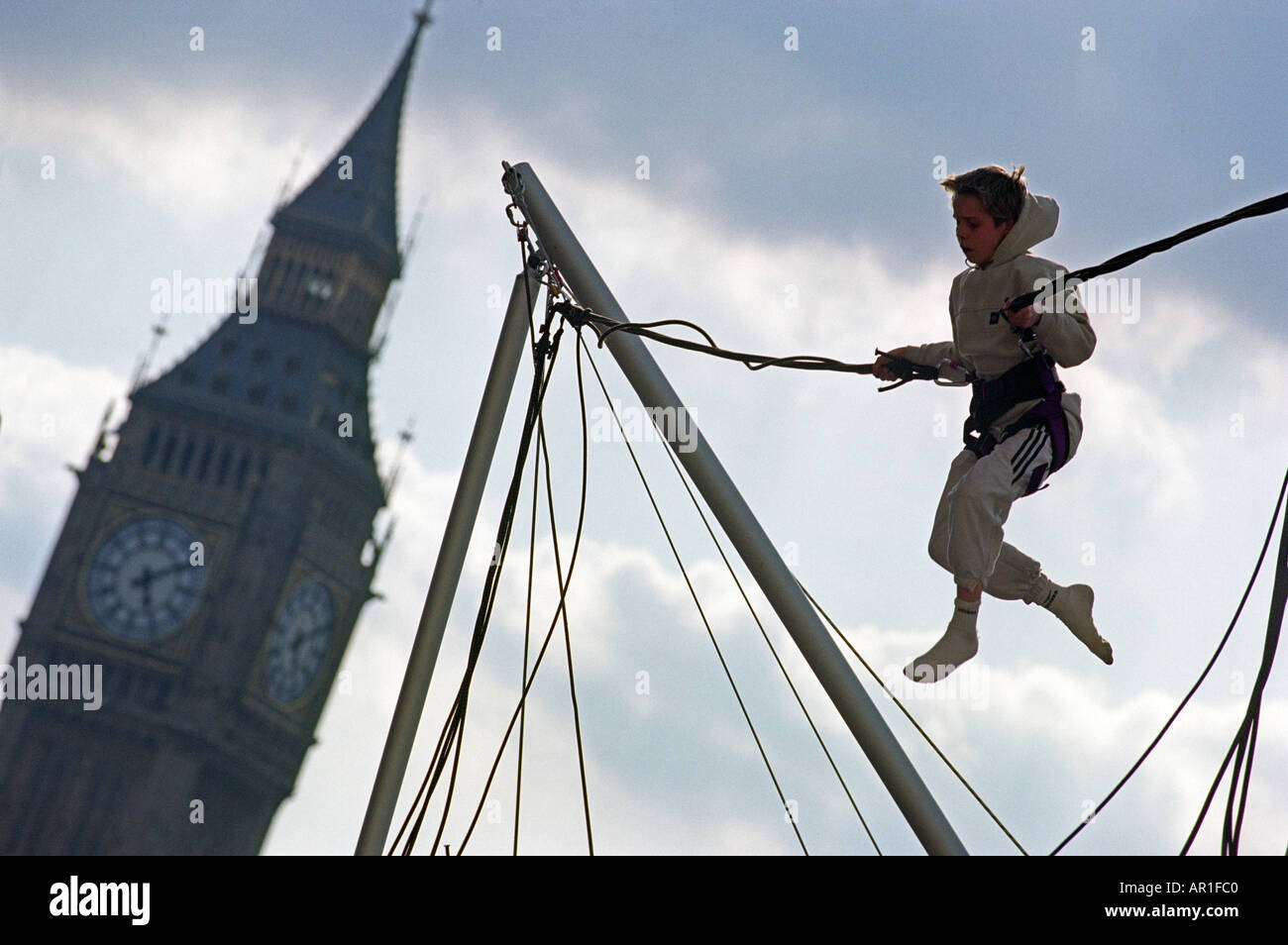 Bungee ride at County Hall Embankment London England UK Stock Photo - Alamy