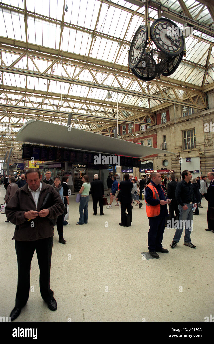 Interior of Waterloo Station showing clock in London England UK Stock ...