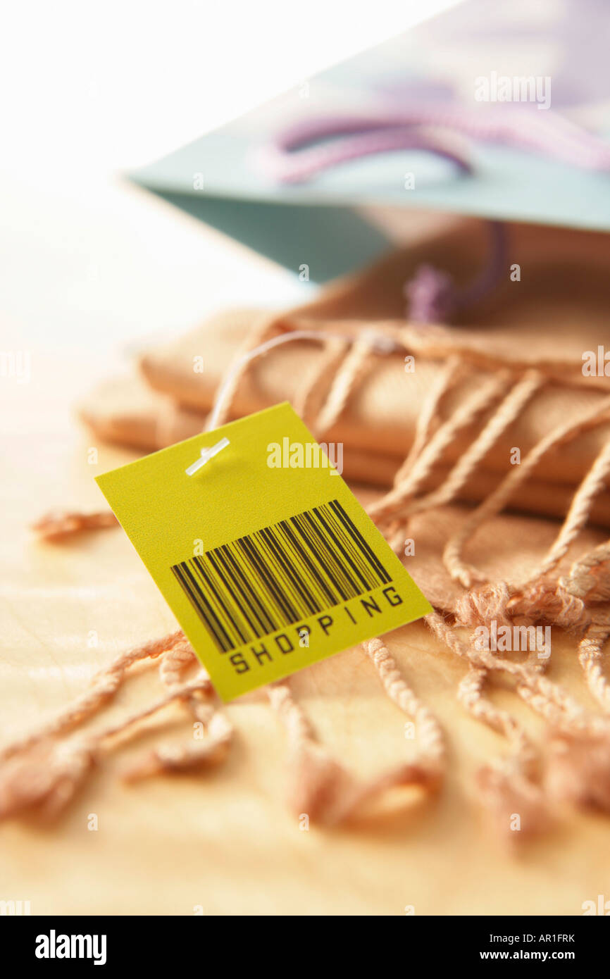 Shopping Items with Tag Price Stock Photo - Alamy