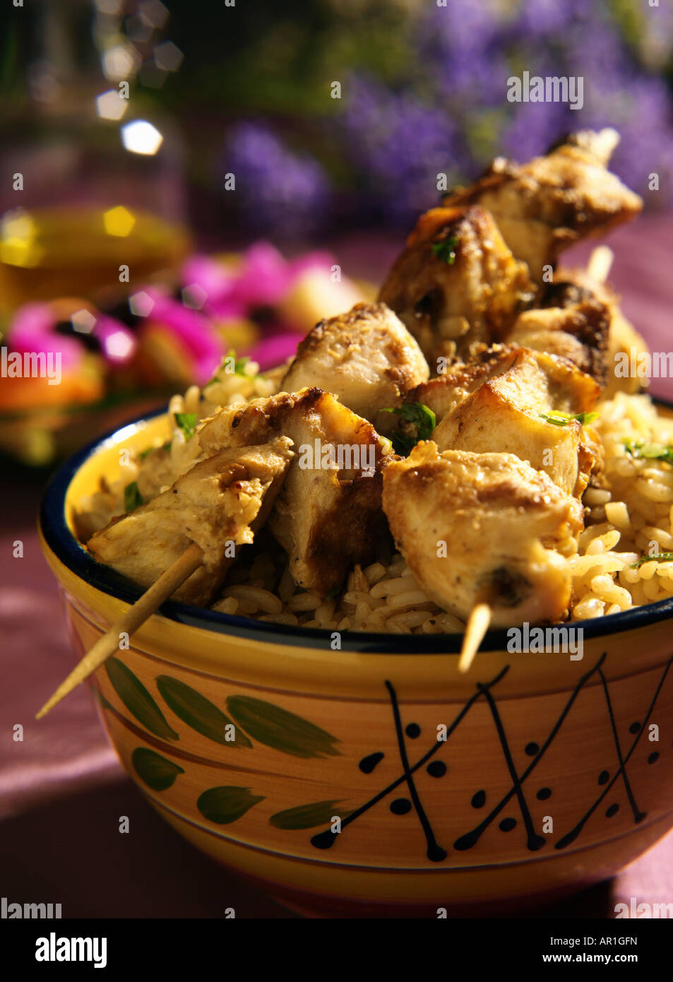 Arabic Food - Chicken Kebab with Biryani Rice Stock Photo - Alamy