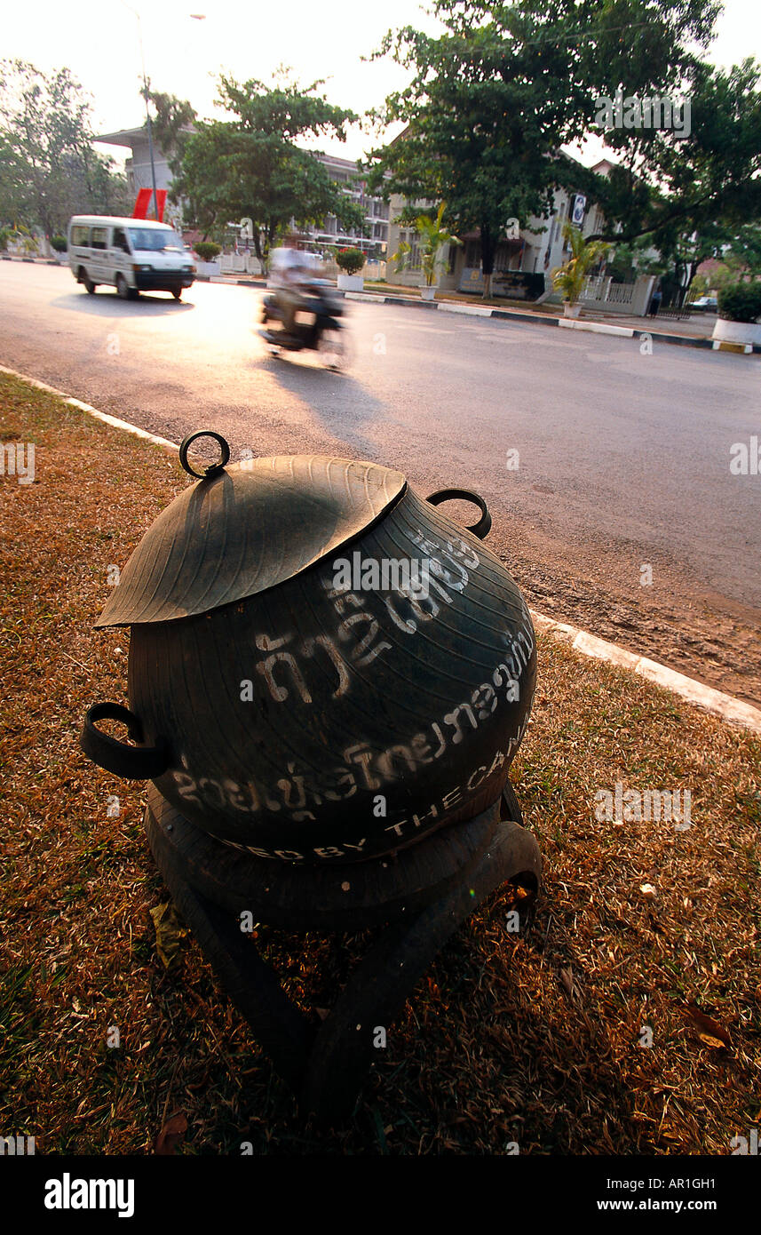 rubbish bin on roadside, Vientiane, Laos Stock Photo - Alamy