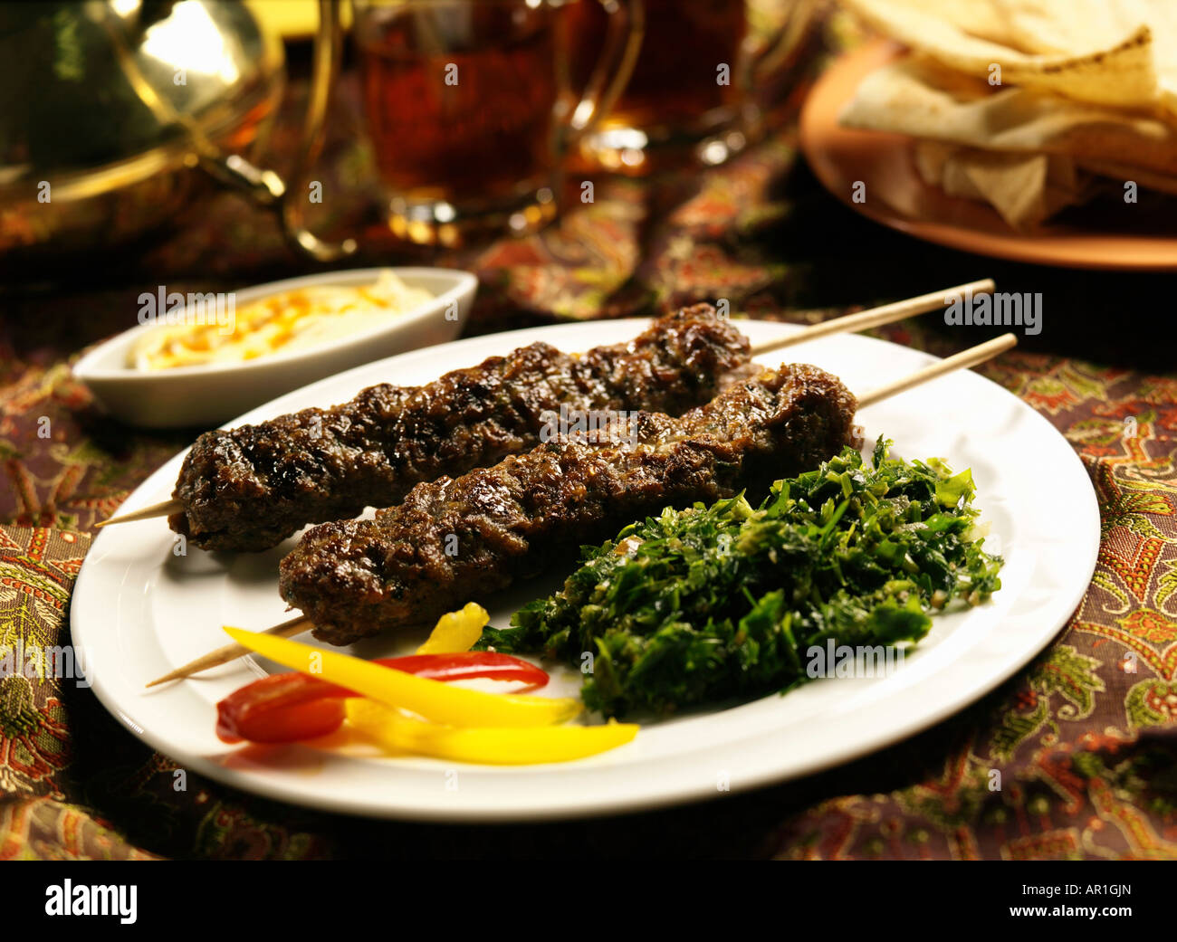Arabic Food - Meat Kebabs Stock Photo - Alamy