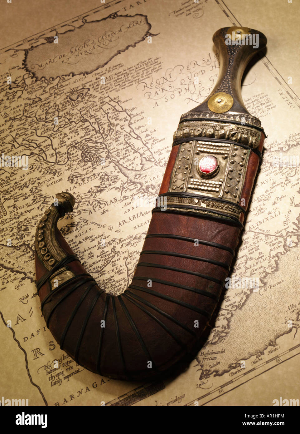 Khanjar on a Antique map Stock Photo - Alamy