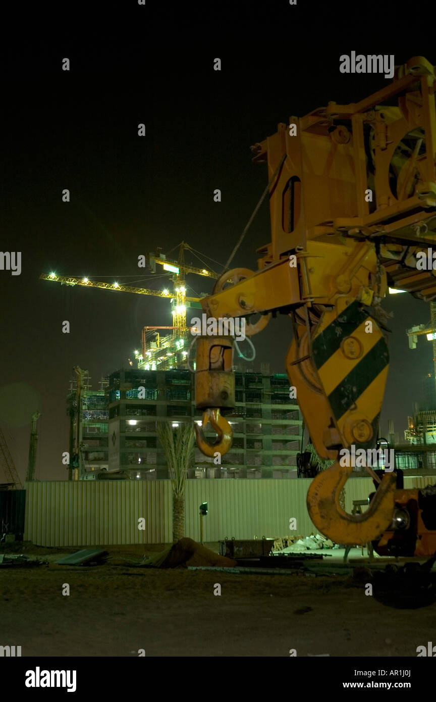 Illuminated view of the construction building seen during at night ...