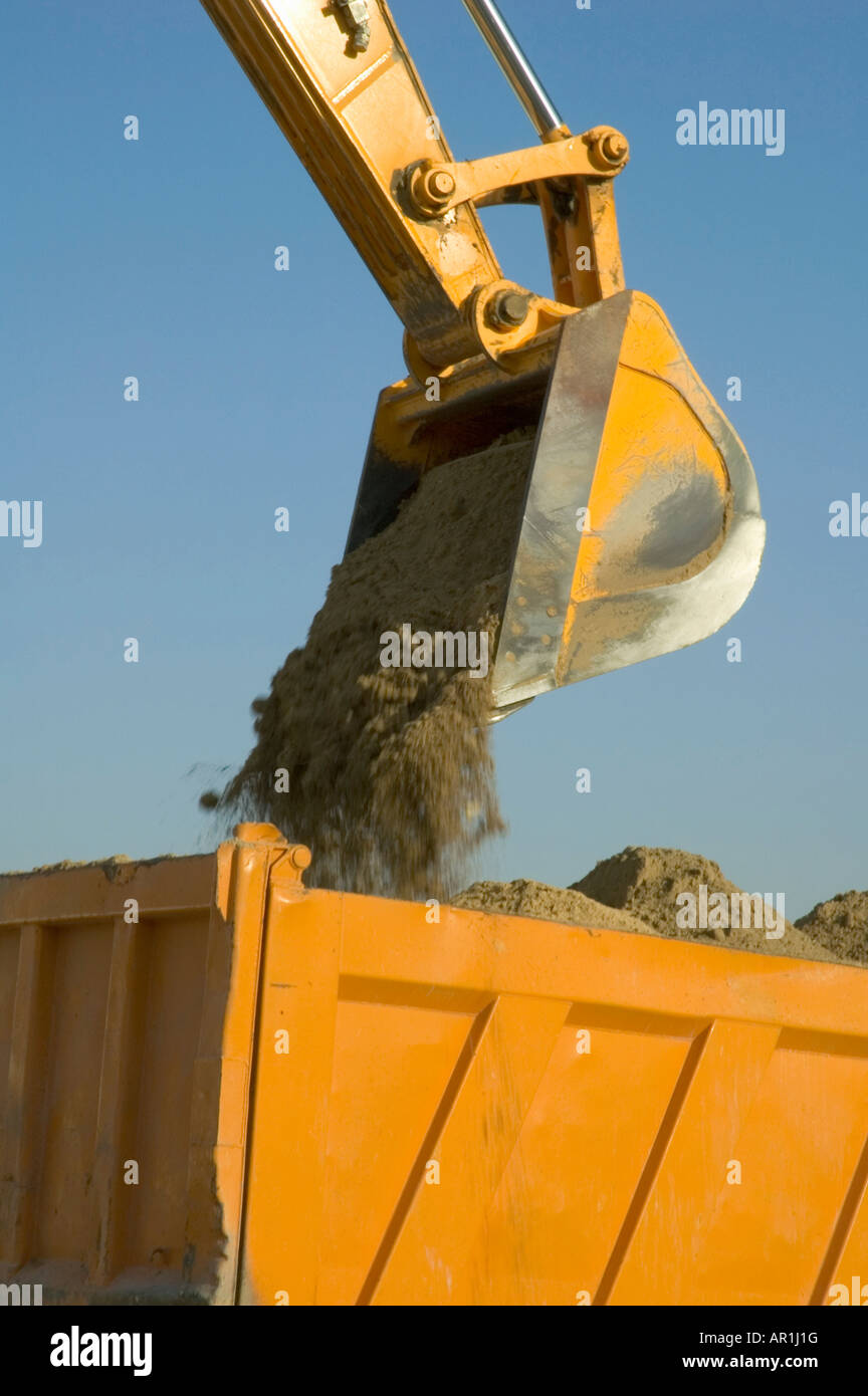 Sand putting at the dump track Stock Photo - Alamy