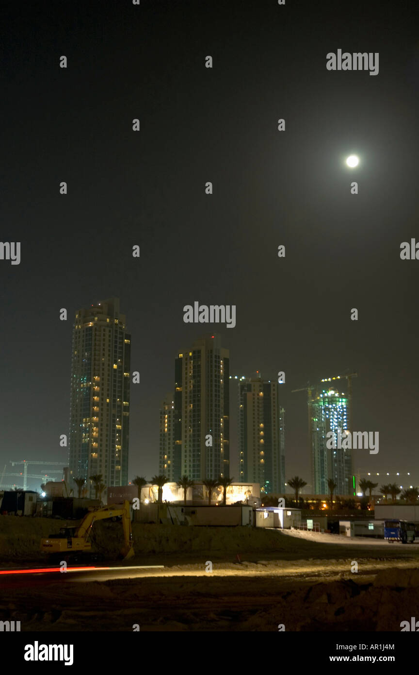 Illuminated view of the construction building seen during at night ...