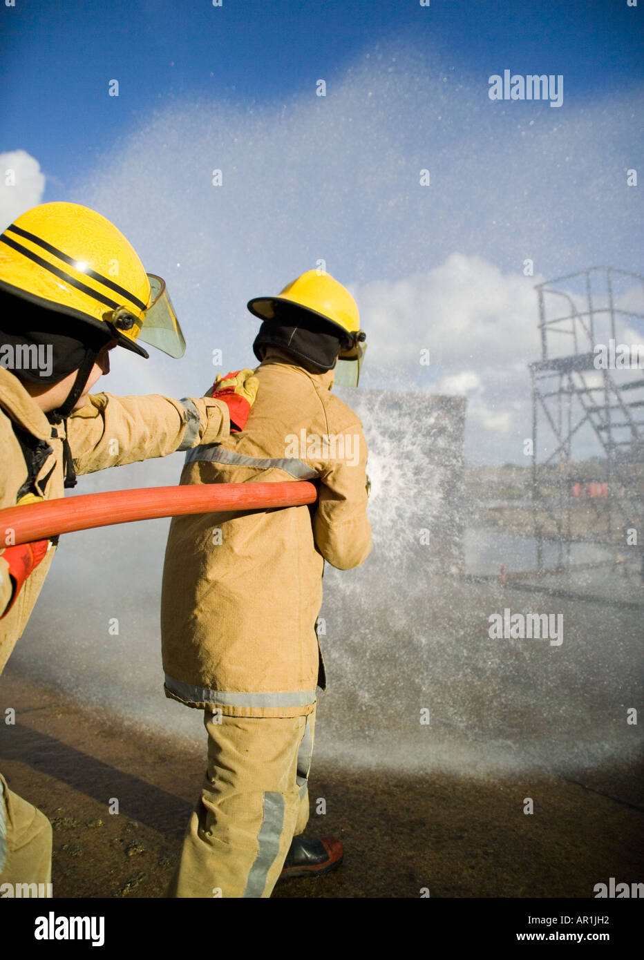 Fire fighters training with shield hi-res stock photography and images ...