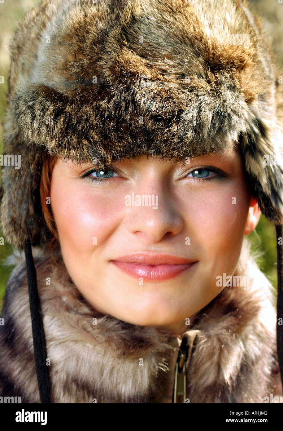 outdoor autumn day mead field grass close up woman young 25 30 portrait ...