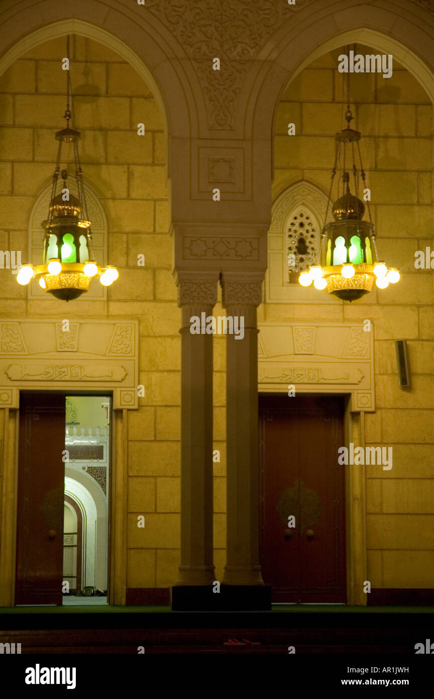 Illuminated view of the wall outside the mosque Stock Photo - Alamy